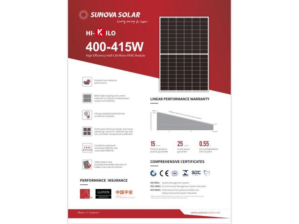 Solarmodule - 2023 Sunova Solar Half-Cell 410W | Blinto