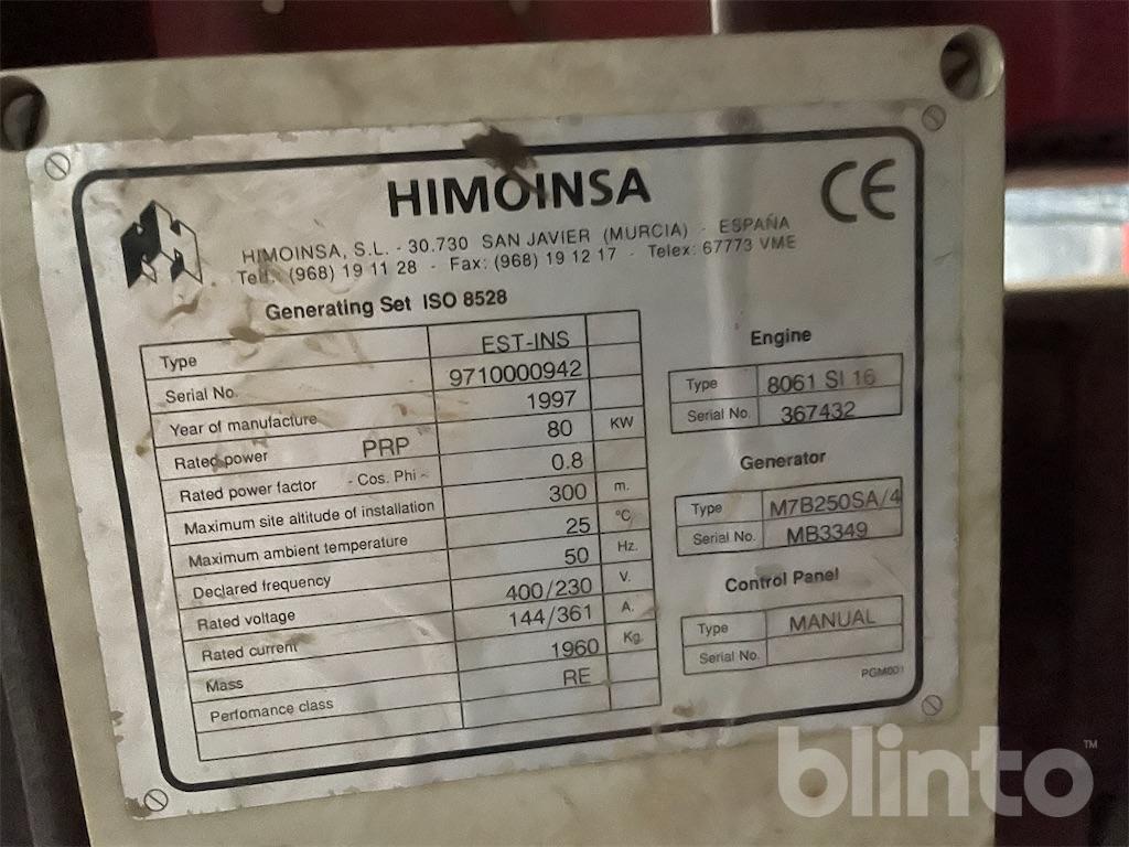 Generator - 1997 Himoinsa 80 kVA | Blinto