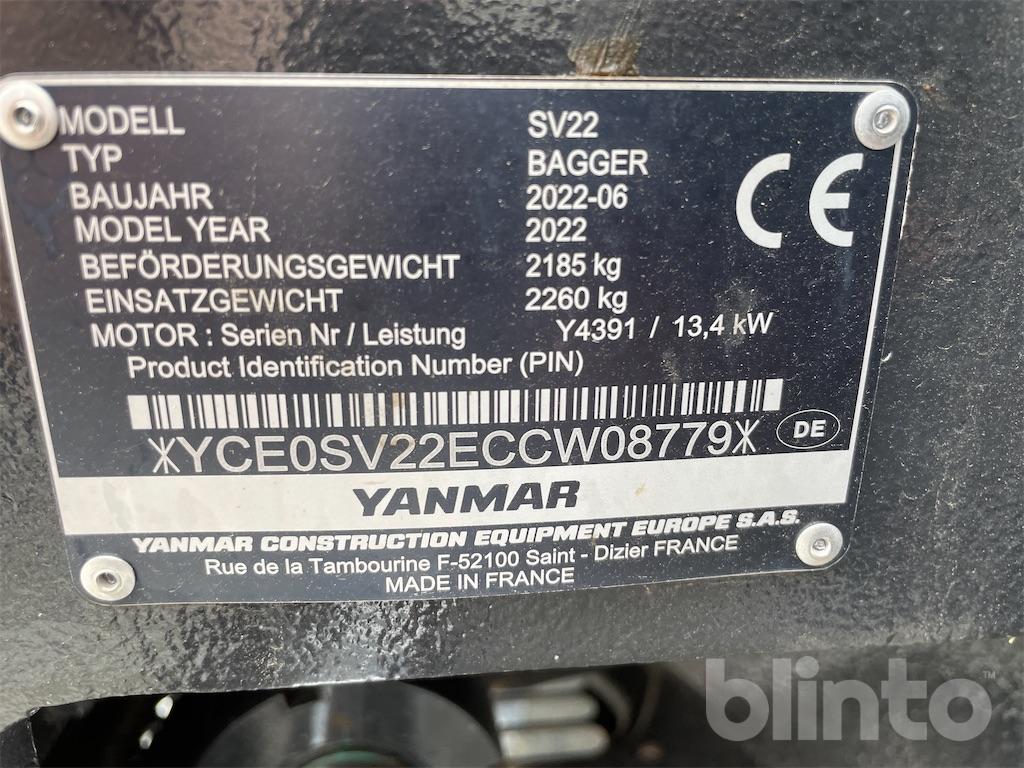 Mini-Bagger - 2022 Yanmar SV22 | Blinto